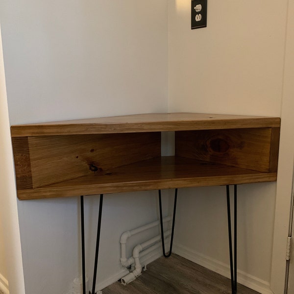 Corner Tv Console Table , Wood and Hairpin Legs - Etsy