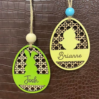 Laser Cut File Rattan Easter Basket Name Tags Customizable Easter ...