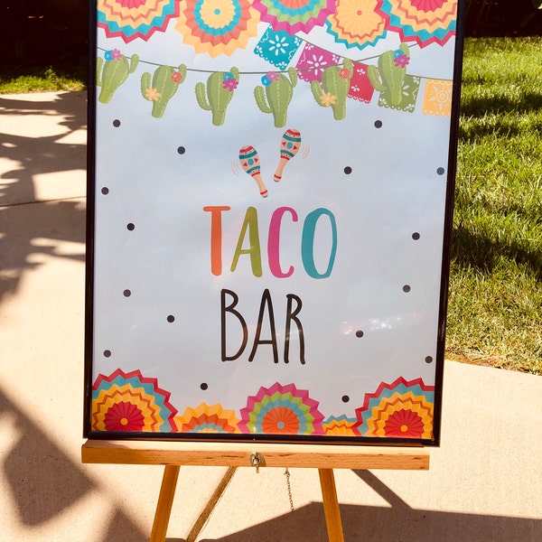 Taco Bar Party Sign Fiesta Party Sign Fiesta Food Station Sign Fiesta ...