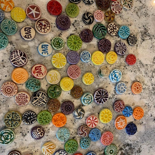 100 CERAMIC Mini TILES - Mixed Designs - Glazed - Great for MOSAICS ...