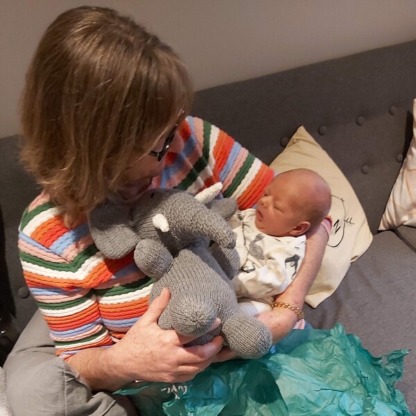 Pink Knitted Elephant Toy, Handmade UKCA and CE Tested Soft Stuffed ...