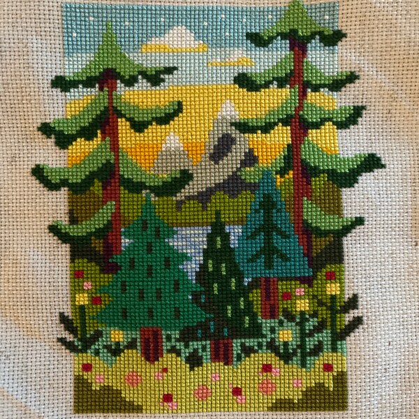 Forest Cross Stitch Pattern, Modern Cross Stitch Pattern, Nature Cross ...