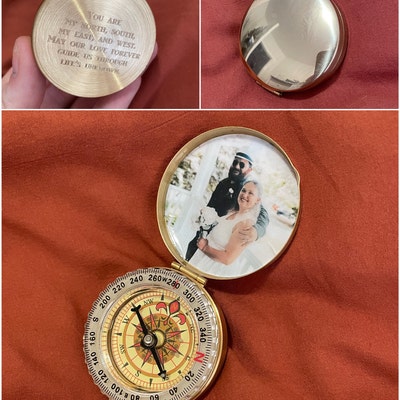Engraved PHOTO Compass Personalized Compass Bride Gift - Etsy