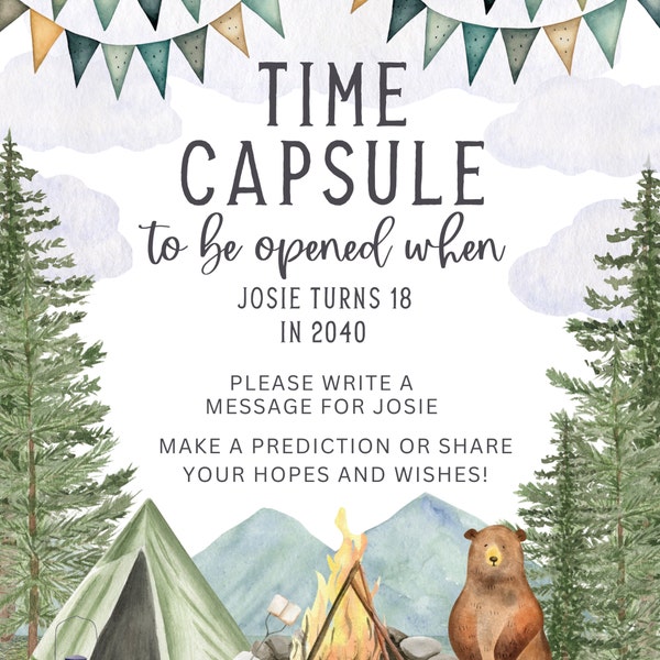 One Happy Camper Birthday Party Time Capsule | Instant Download ...