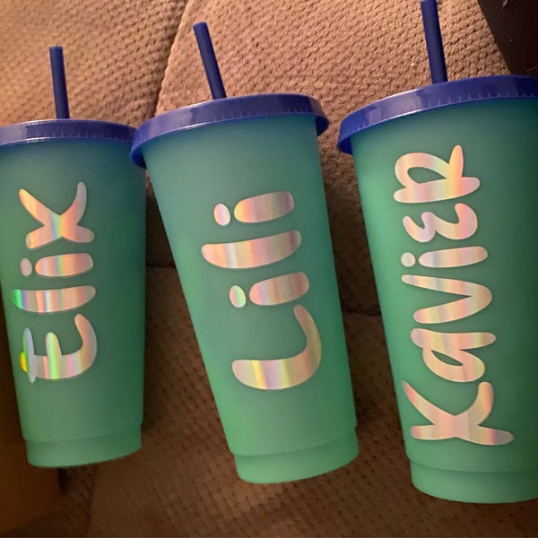 Color Changing Cold Cup W/ Matching Color Straw & Matching Color Lid ...