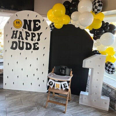 One Happy Dude PNG SVG, First Birthday SVG, Retro Wavy Text, Happy Face ...