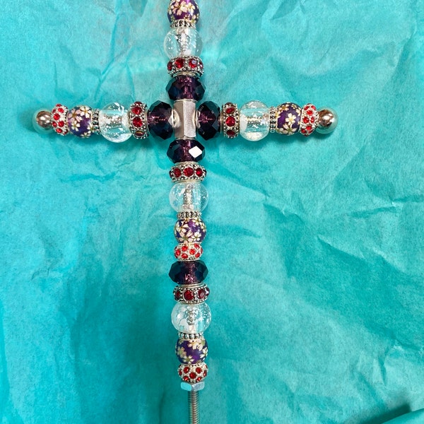 Beautiful Beaded Cross Garden Stake - Etsy