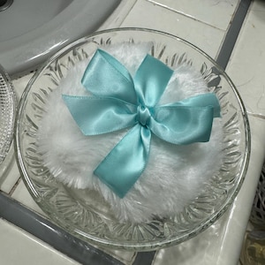 Luxurious Body Powder Puff, 4 Inches With Peach Ribbon Handle and Bow ...