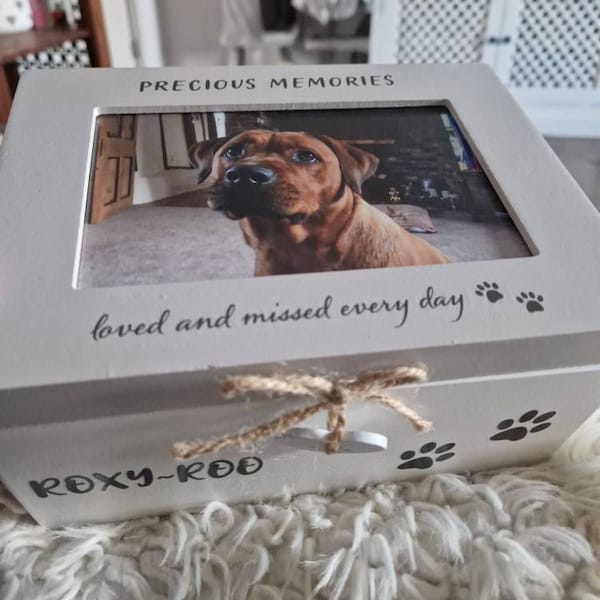 Personalised Rustic Pet Photo Memorial Dog Keepsake Box Pet Wooden ...