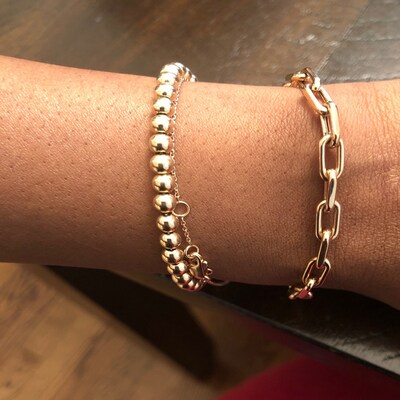 14k Gold Large Open Link Chain Bracelet - Etsy