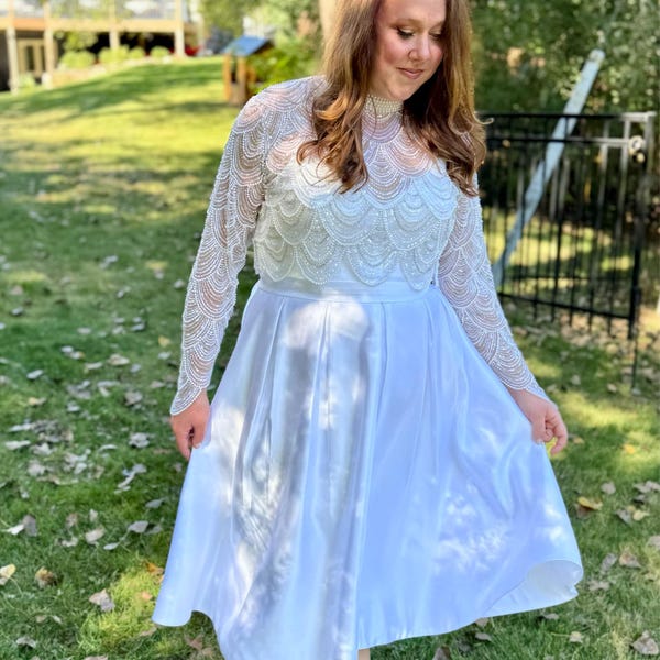 Sheer Tulle Pearl Topper With Long Sleeves. Modern Bridal Top ...