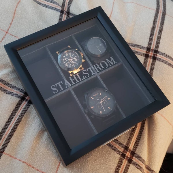 Modern 2x3 Black Finish Watch Box With Custom Aluminum Handle 6-slot ...