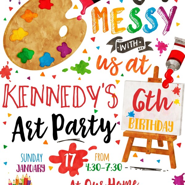 Art Party Birthday Invitation, Painting Birthday Invite, Artsy Party ...