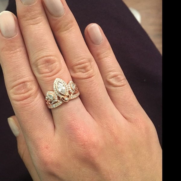 Rapunzel Crown Tangled Promise Ring - Rose Gold Sterling Silver ...