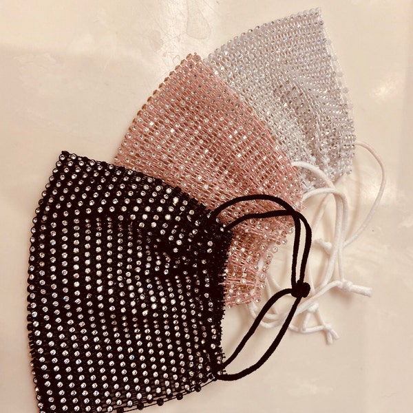 Rhinestone Mesh Mask (3 PCS) - Sparkly Masquerade Face Mask - Etsy