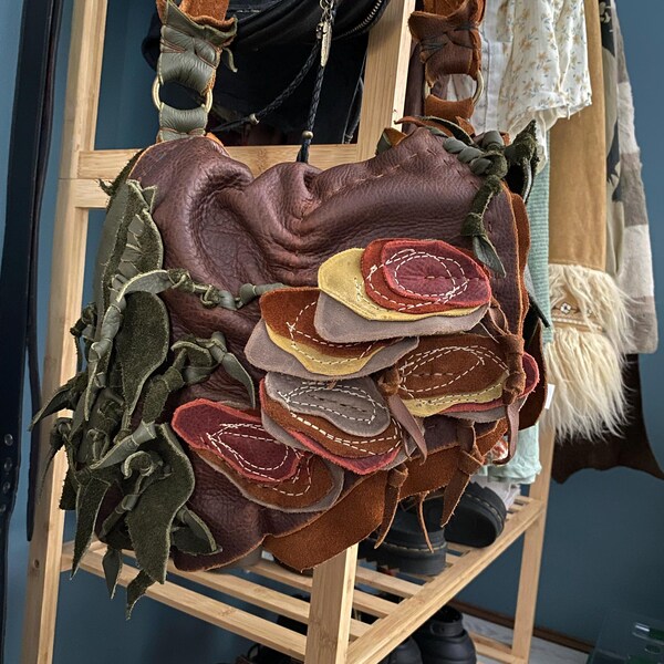 Leather Backpack Purse, Handmade Leather Bag, Leather Leaf Backpack ...