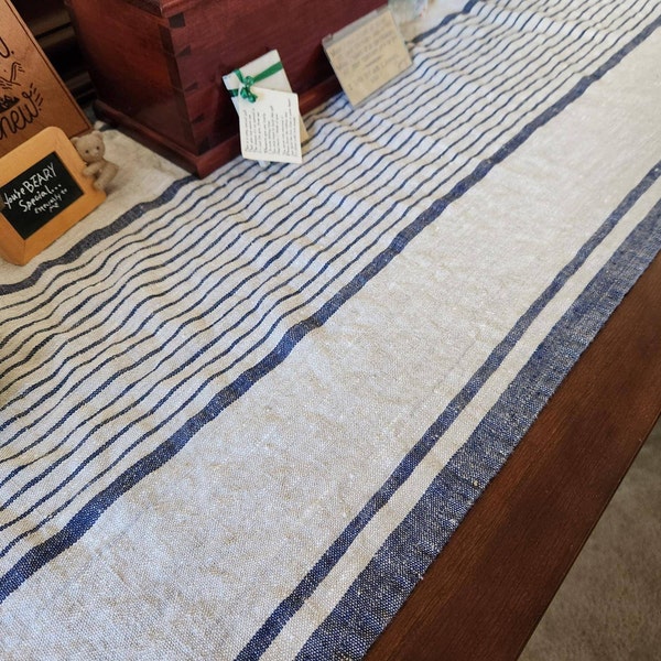 French Style Linen Table Runner, Striped Linen Table Runner ...