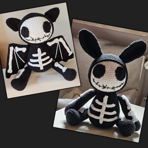 Duo Skeleton Bunny and Bat Crochet Pattern PDF English / French ...