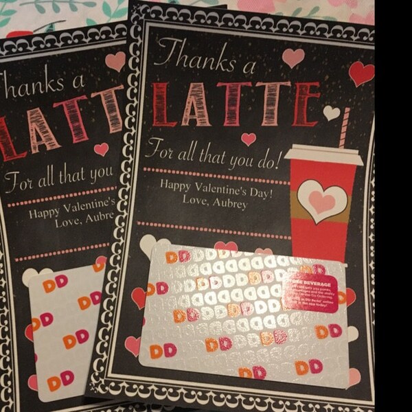 EDITABLE Coffee Card Holder, Thanks a Latte Valentine Gift Card Holder ...