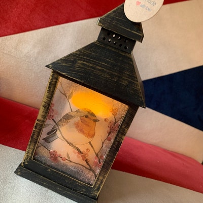 Robin Lantern LED Lantern Decoupaged Robins Xmas Gifts - Etsy