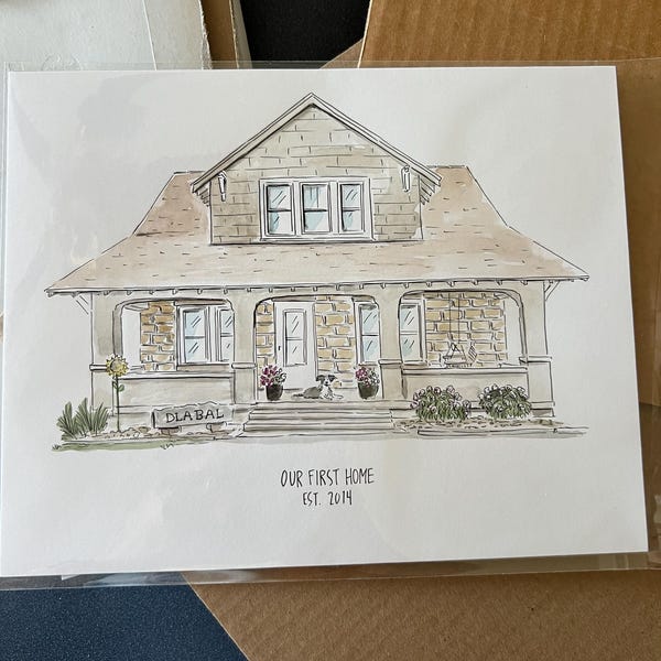 Custom House *hand-drawn* Sketch 8x10 Pen and Ink Drawing Doodle Bar ...