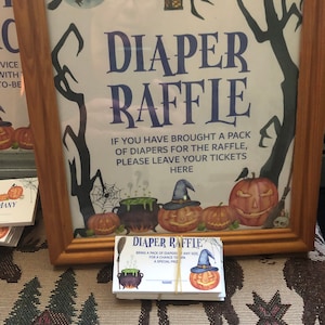 Halloween Diaper Raffle Tickets & Sign Halloween Baby Shower Game ...