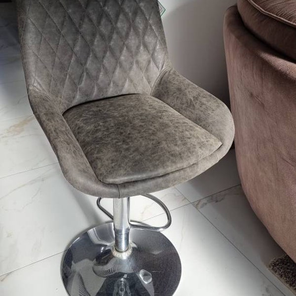 Round Bar Stool Seat - Handmade Premium Quality Faux Leather / Counter ...