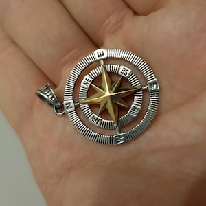 Handcrafted Sterling Silver Reversible Mens Compass Necklace, Men ...