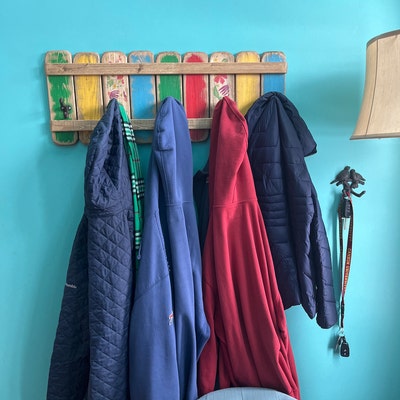 Unique Entryway Organizer / Wall Mount Coat Rack With Shelves / Wood ...