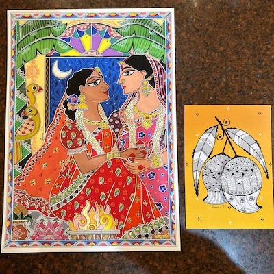 Print Madhubani Painting Rajasthani Royal Princess Indian Art - Etsy