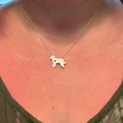 Tiny Cockapoo Necklace, Sterling Silver Hand Cut Pendant and Heart ...