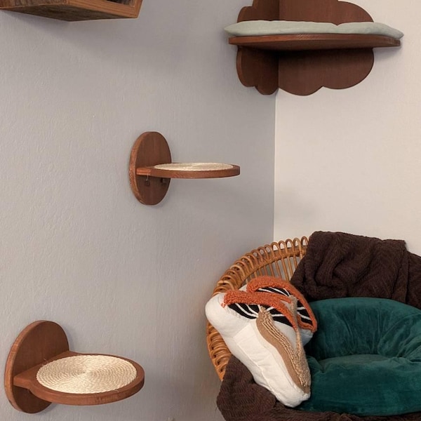 Cloud Cat Corner Shelf With Pillow, Cat Shelves, Cat Furniture, Wall ...