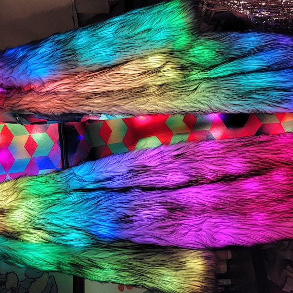 Custom LED Faux Fur Festival Coat | Faux Fur Jacket With Programmable ...