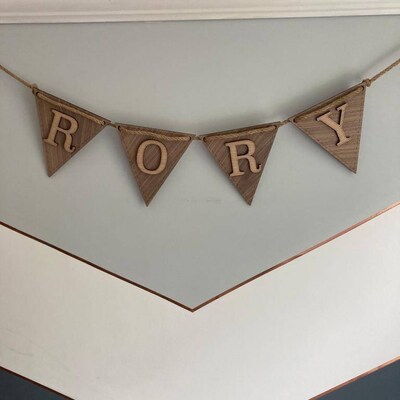 Personalised Bunting With Wooden Letters for Nursery Decor. Name ...