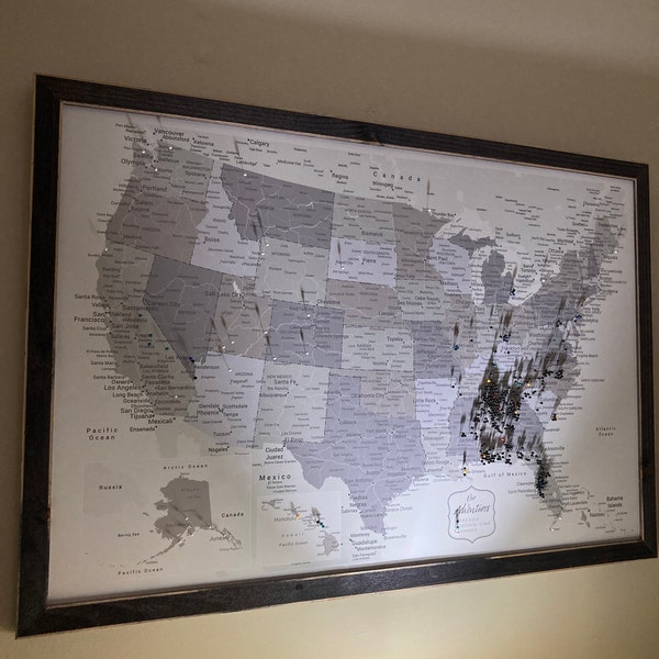 Personalized Push Pin US Map: Rustic Farmhouse Travel Tracker - Etsy