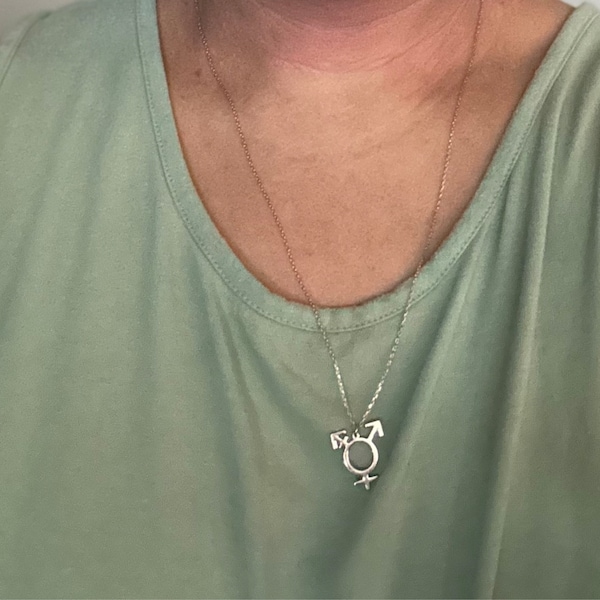 Transgender Symbol Necklace, Gift for Them, Trans Pride Necklace, LGBT ...