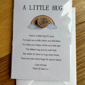 A Tiny Little Pocket Hug Poem Card, Isolation Gift, Miss You, Hug Token ...
