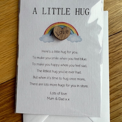 A Tiny Little Pocket Hug Poem Card, Isolation Gift, Miss You, Hug Token ...