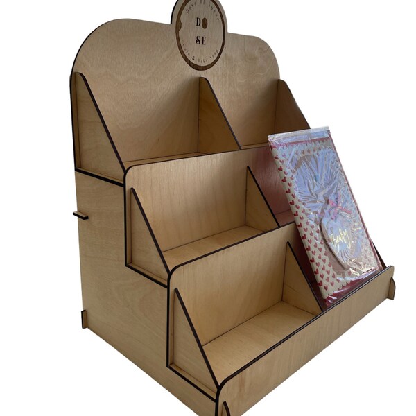 3 Tiered Retail Counter Gift Card Display Stand for Laser Cut Files - 3mm - 1/8 in Versions ...