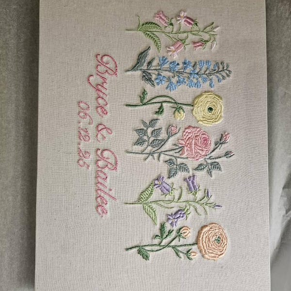A5 Embroidered Flower Garden Guestbook/memory Book - Hardcover ...