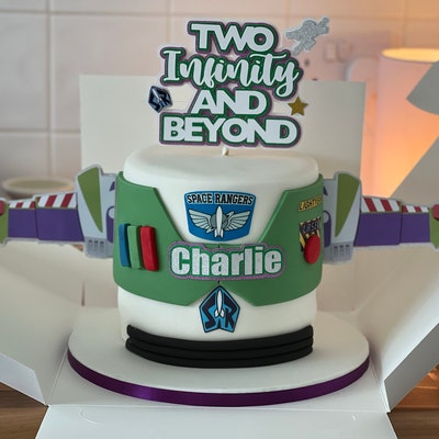 Two Infinity and Beyond Birthday Cake Topper With Name Cake Charm ...