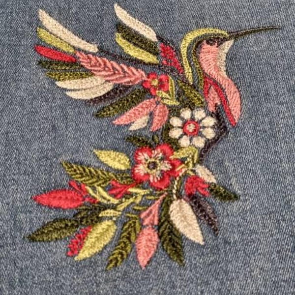 Floral Hummingbird Embroidery Design, Hummingbird Pattern, Floral Bird ...