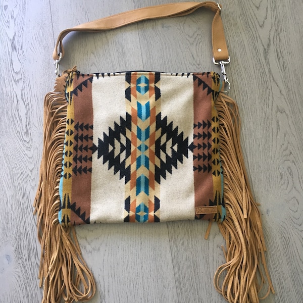 Large Hobo Fringe Shoulder and Cross Body Purse in Rancho Arroyo Tan ...