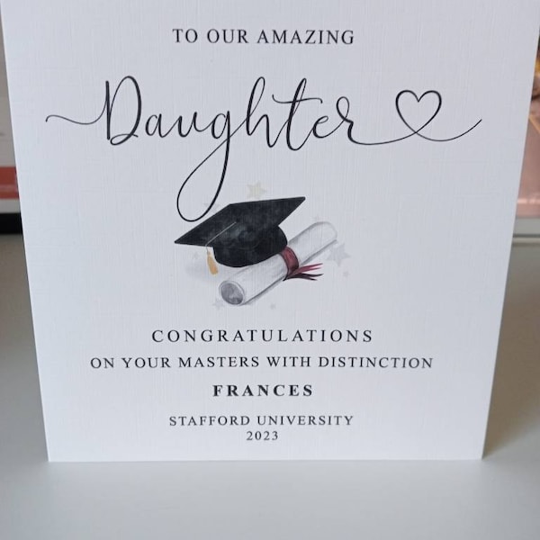 Personalised Daughter Graduation Card- With Cap & Scroll- Name and ...