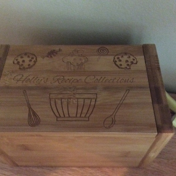 Personalized Recipe Box - Monogram, Names, Date - Etsy
