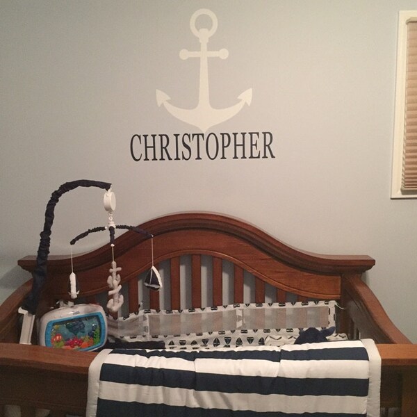 Nautical Wall Decal Anchor Wall Decal Nautical Decal Custom Name Decal Custom Anchor