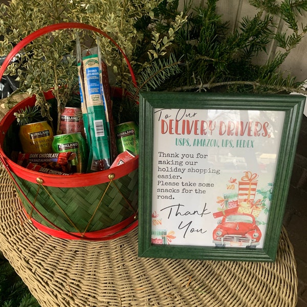 Delivery Driver Sign, Essential Worker Thank You Snack Basket Treat ...