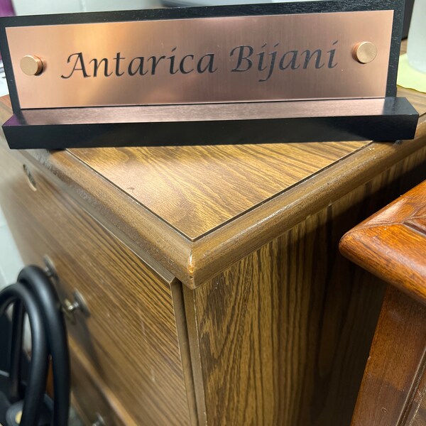 Personalized Desk Name Plate With Business Card Holder and Pen Holder ...