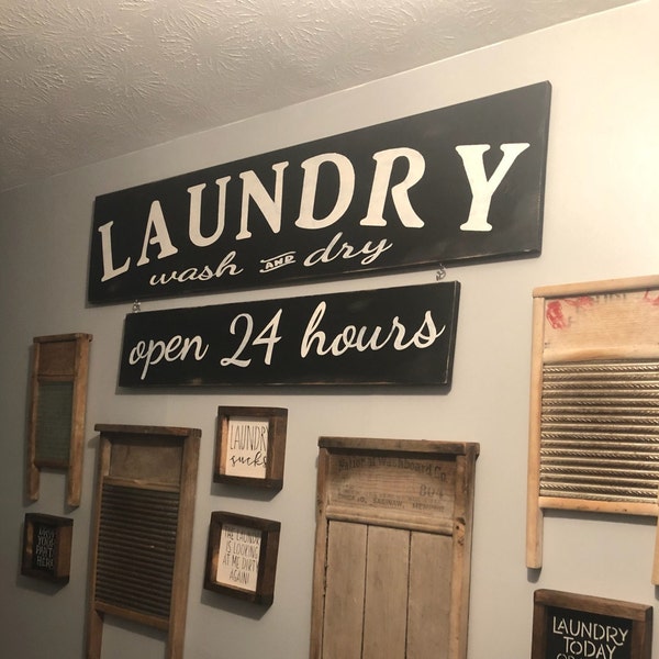 Set of Signs / Huge Laundry Signs / Open 24 Hours / Wash and Dry Sign ...