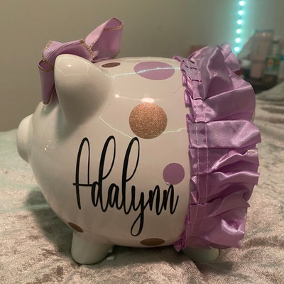 Personalized Light Pink Piggy Bank,polka Dot Piggy Bank, Banks for ...